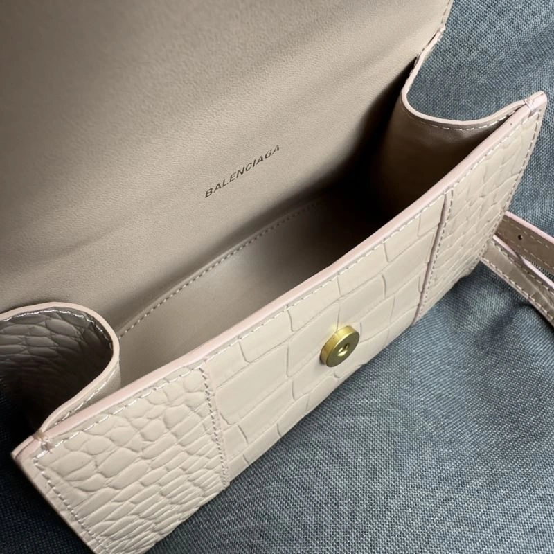 Cut-rate Balenciaga Nude Pink Crocodile Hourglass XS Bag with Gold Buckle