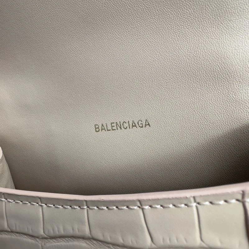 Cut-rate Balenciaga Nude Pink Crocodile Hourglass XS Bag with Gold Buckle