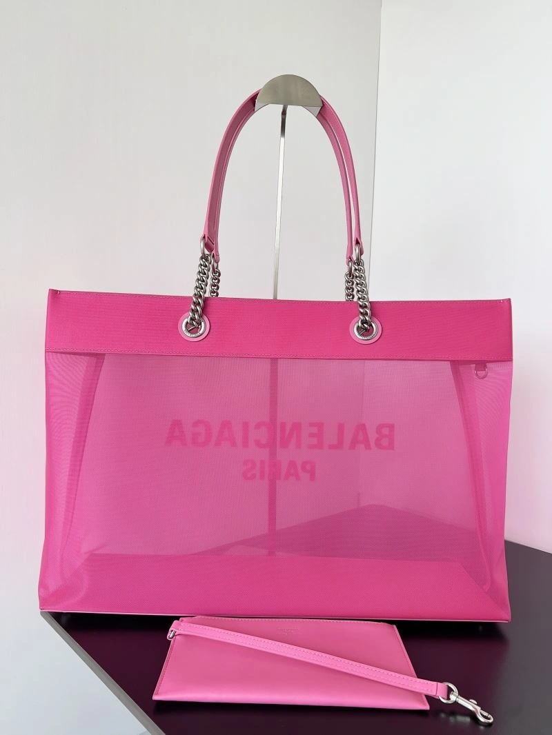 Balenciaga Paris Duty Free Mesh Tote Bag with Leather-Chain Strap