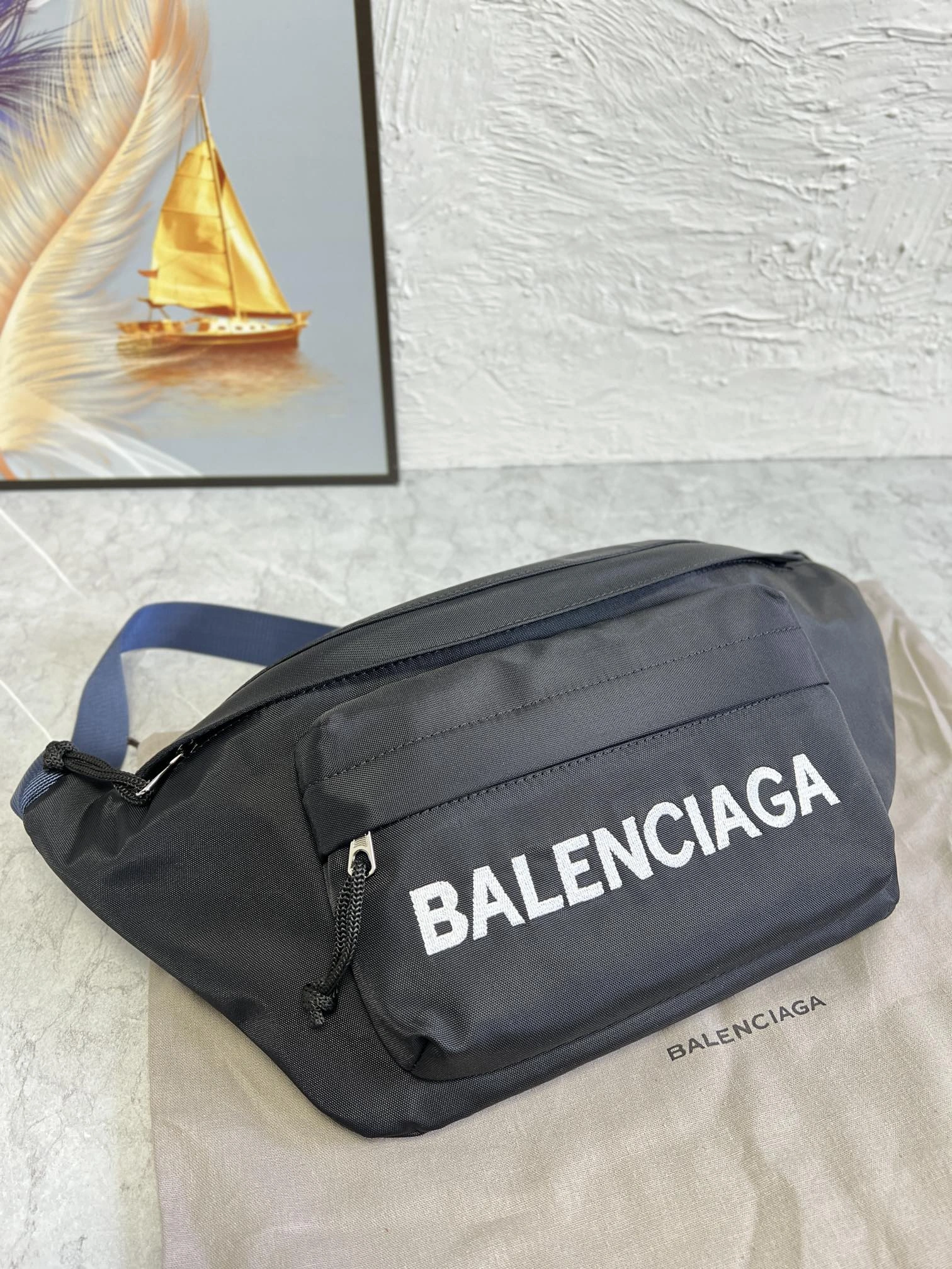Balenciaga Paris Explorer Embroidered Waist Bag - Black
