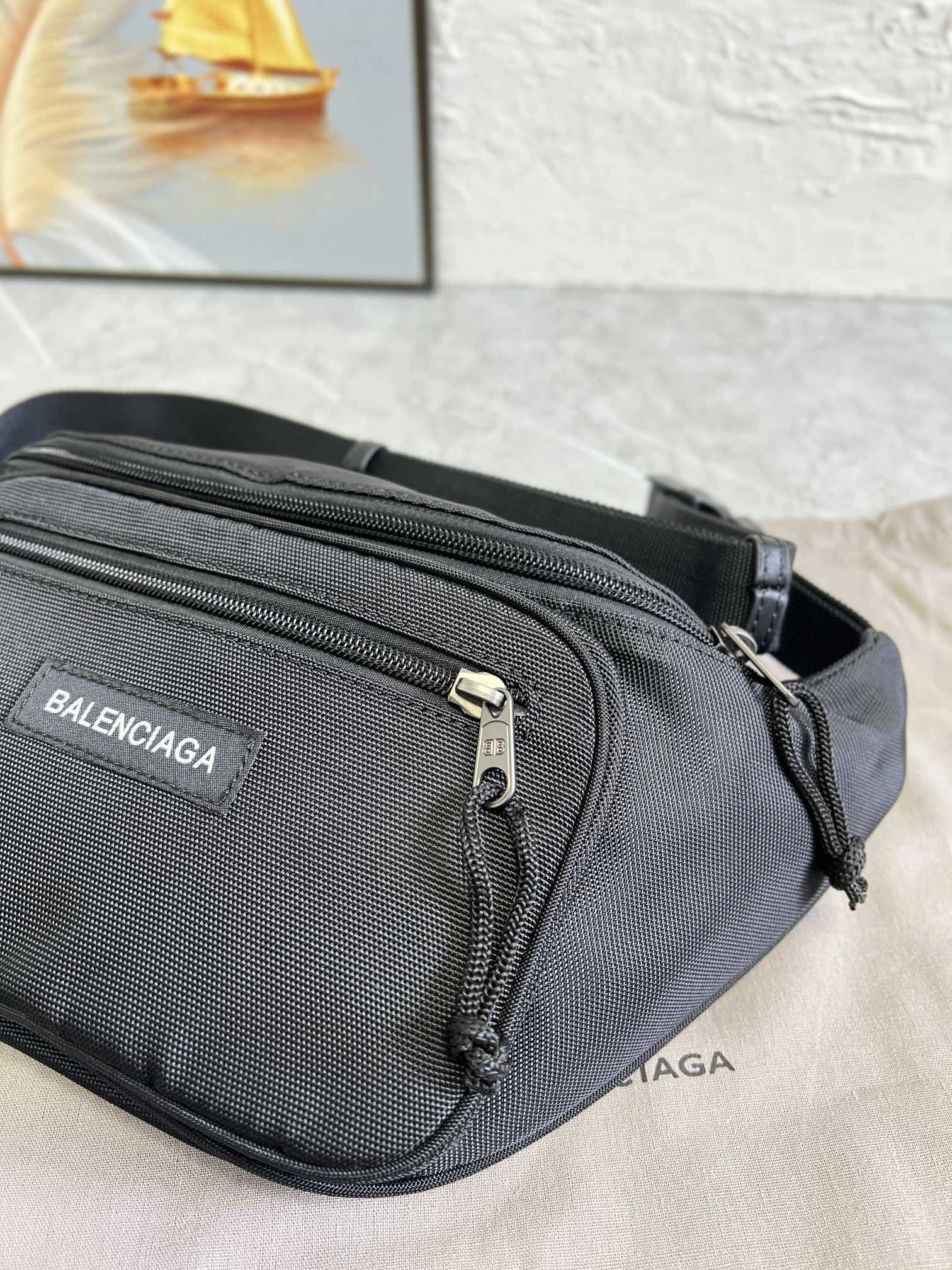 Official Balenciaga Paris Explorer Unisex Canvas Waist Bag - Black