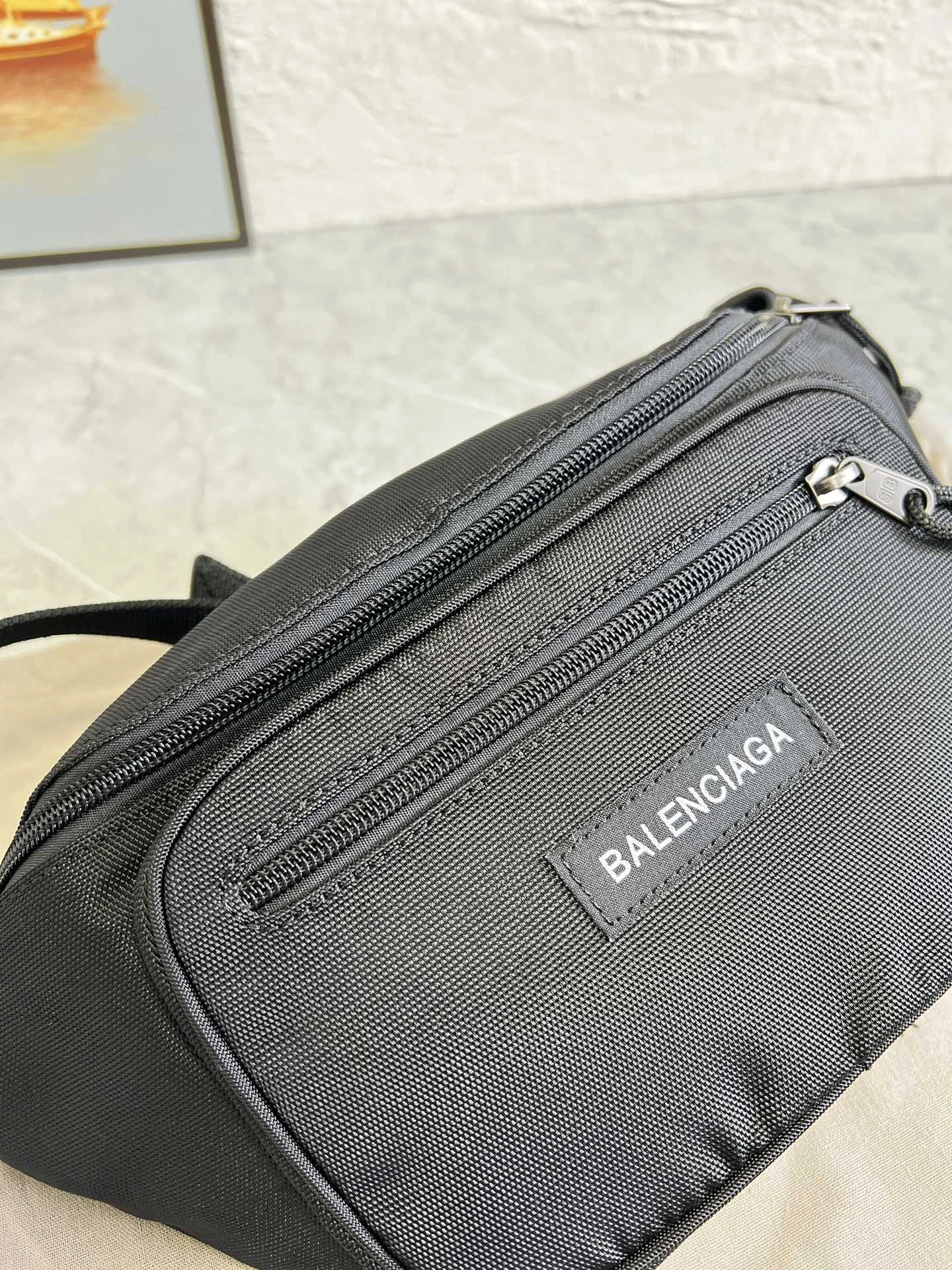 Official Balenciaga Paris Explorer Unisex Canvas Waist Bag - Black