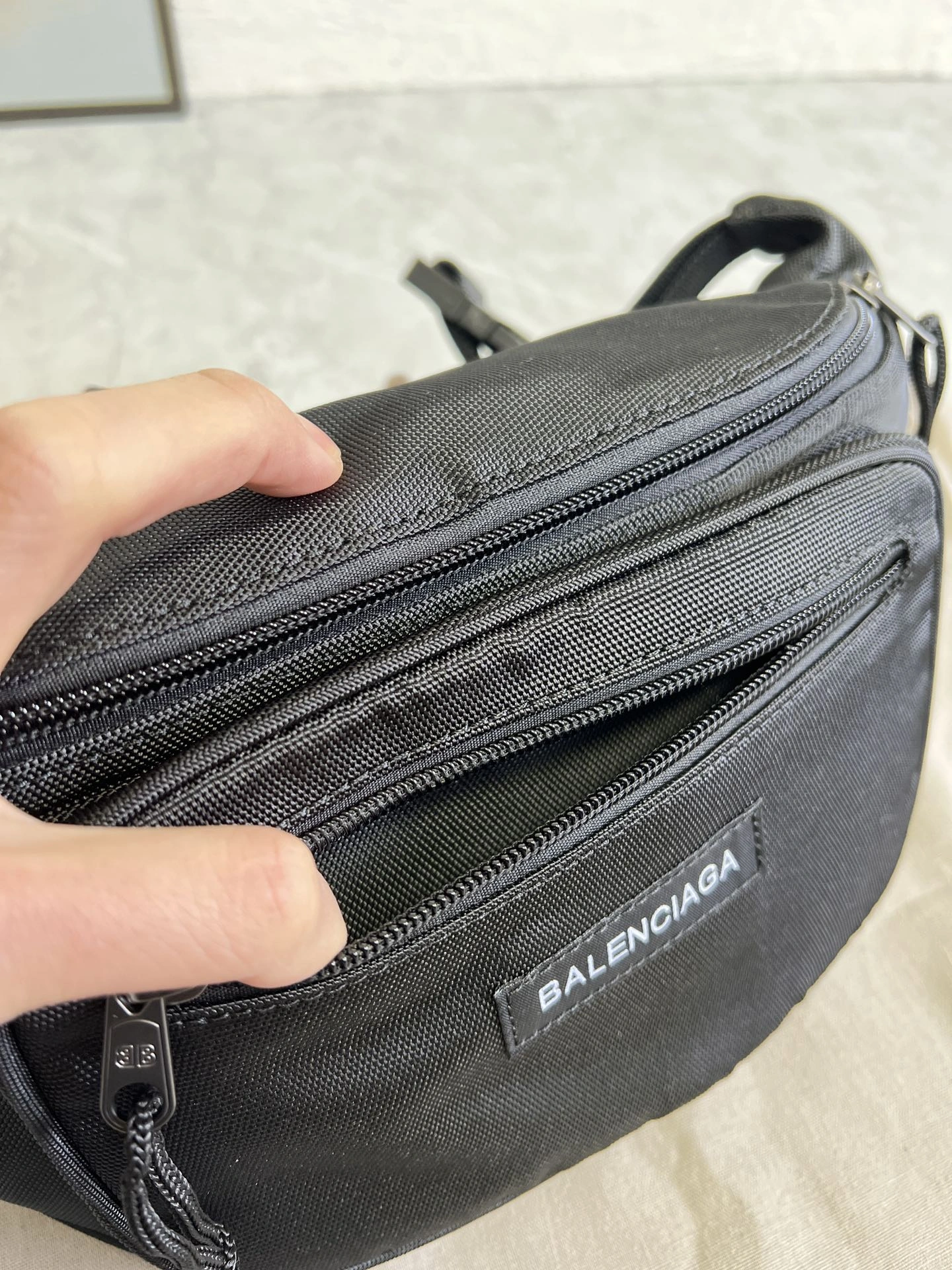 Official Balenciaga Paris Explorer Unisex Canvas Waist Bag - Black