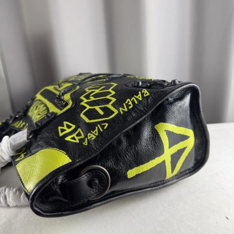Economical Balenciaga Paris Graffiti Mini City Handcrafted Sheepskin Bag