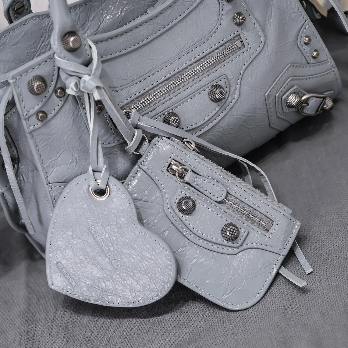 Genuine Balenciaga Paris Neo Cagole Heart Mirror Motorcycle Bag