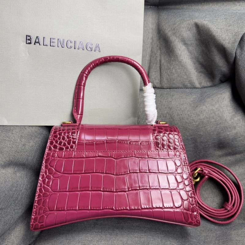 Inexpensive Balenciaga Peach Pink Crocodile-Pattern Hourglass Bag S Size