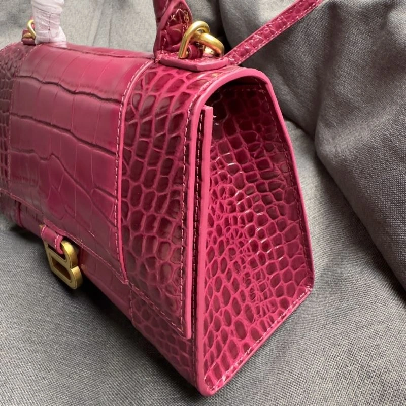 Inexpensive Balenciaga Peach Pink Crocodile-Pattern Hourglass Bag S Size