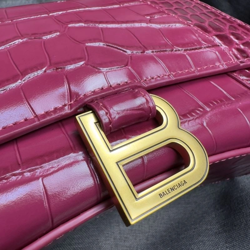 Inexpensive Balenciaga Peach Pink Crocodile-Pattern Hourglass Bag S Size