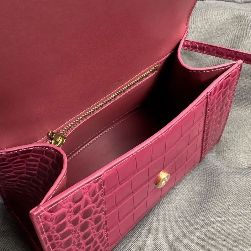 Inexpensive Balenciaga Peach Pink Crocodile-Pattern Hourglass Bag S Size