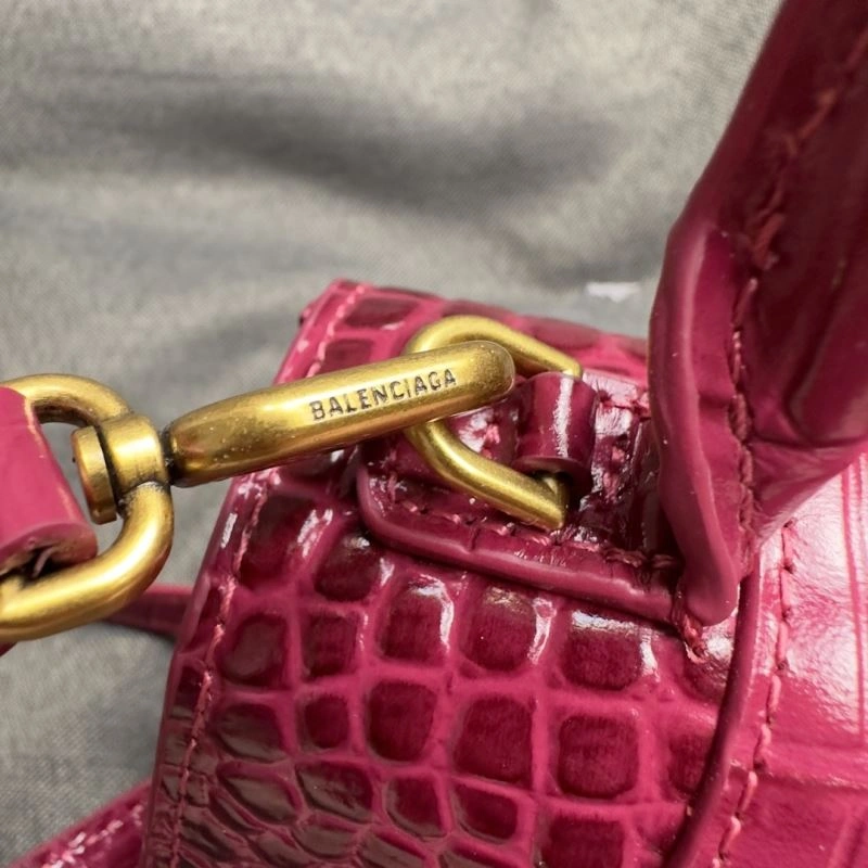 Inexpensive Balenciaga Peach Pink Crocodile-Pattern Hourglass Bag S Size