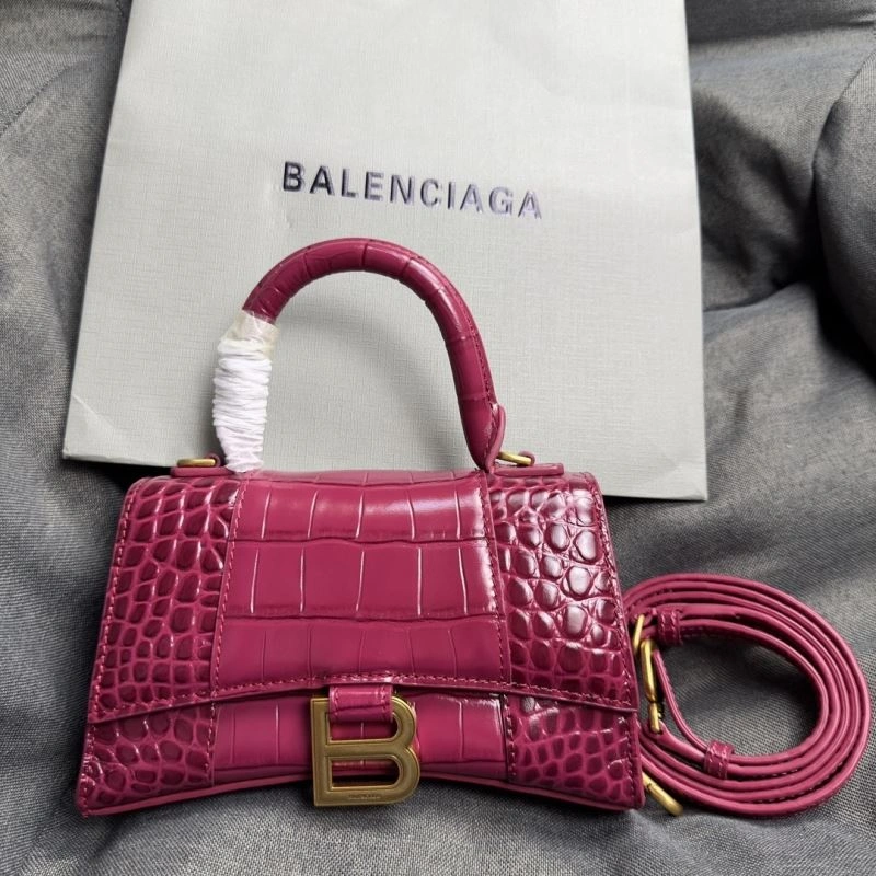 Balenciaga Peach Pink Crocodile Pattern Hourglass XS Bag