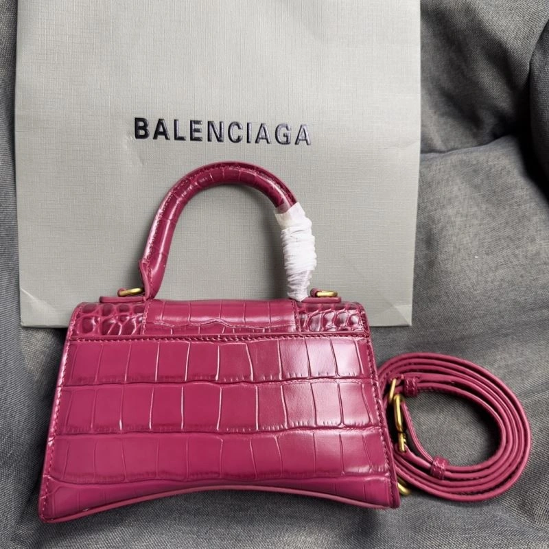 Precise copy Balenciaga Peach Pink Crocodile Pattern Hourglass XS Bag