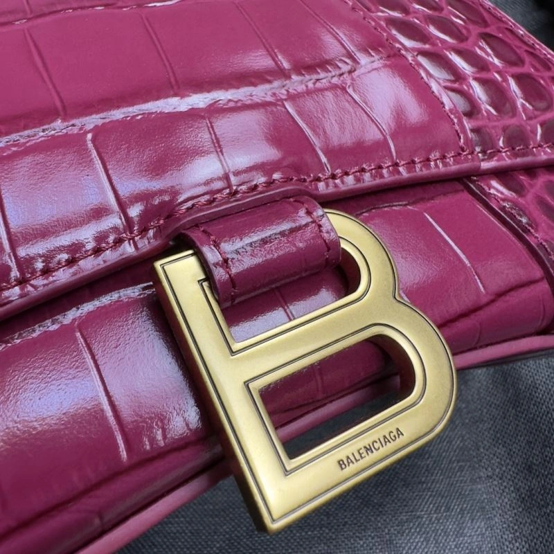 Precise copy Balenciaga Peach Pink Crocodile Pattern Hourglass XS Bag
