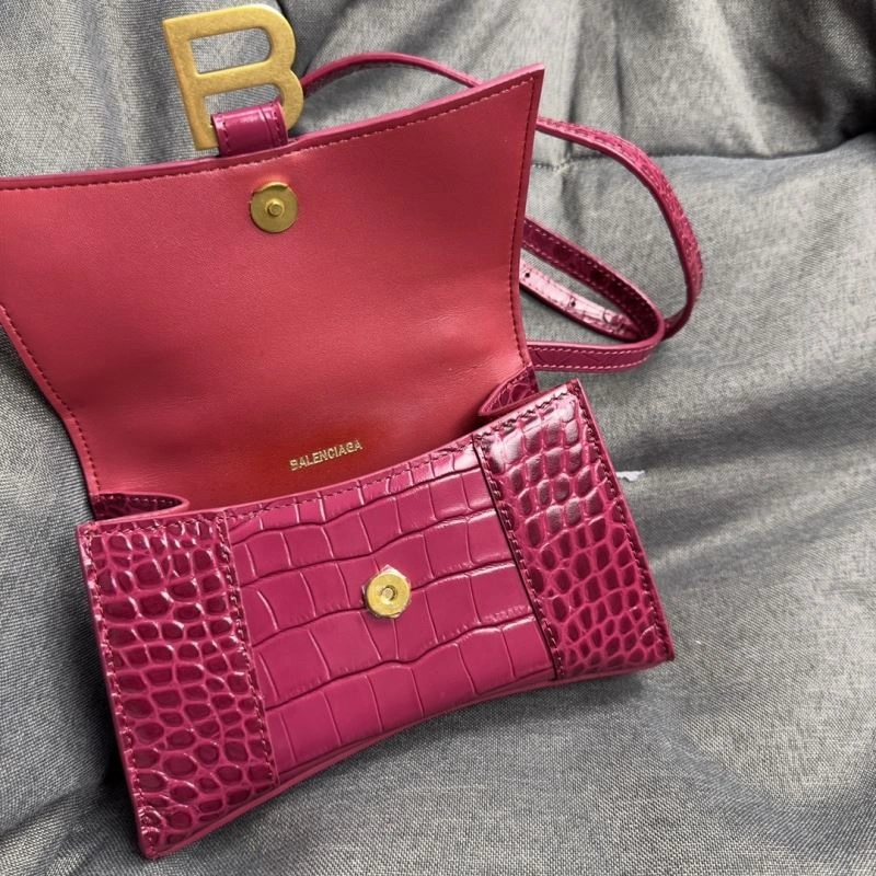 Precise copy Balenciaga Peach Pink Crocodile Pattern Hourglass XS Bag