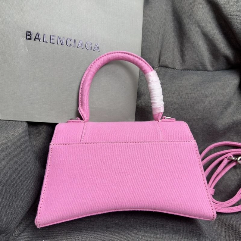 Brand-original Balenciaga Pink Hourglass Bag with Silver Buckle - S Size