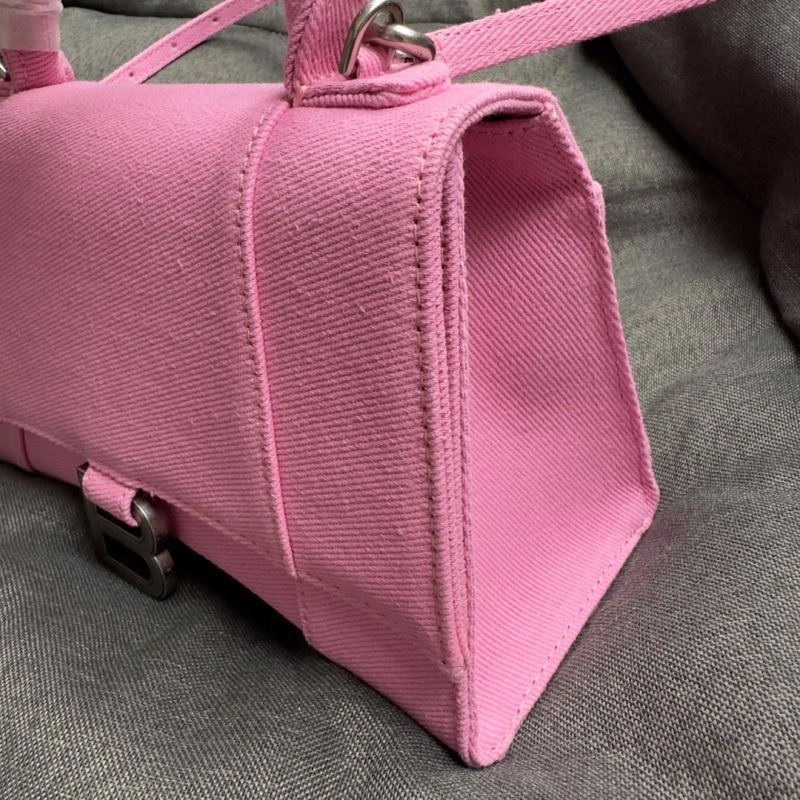 Brand-original Balenciaga Pink Hourglass Bag with Silver Buckle - S Size