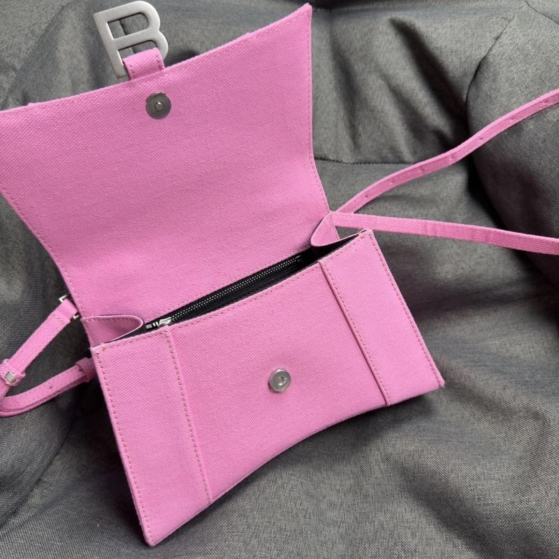 Brand-original Balenciaga Pink Hourglass Bag with Silver Buckle - S Size