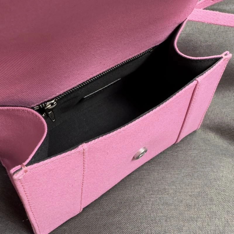 Brand-original Balenciaga Pink Hourglass Bag with Silver Buckle - S Size