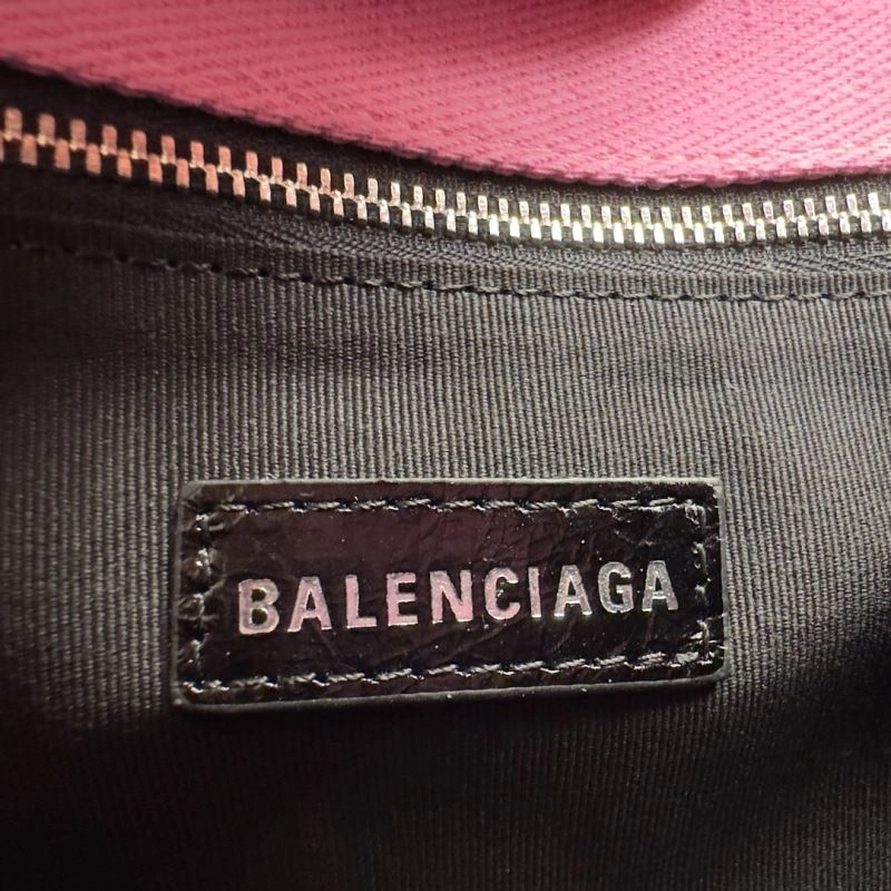 Brand-original Balenciaga Pink Hourglass Bag with Silver Buckle - S Size