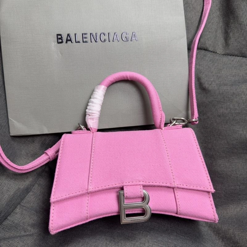 Balenciaga Pink Hourglass Bag with Silver Buckle - XS Size
