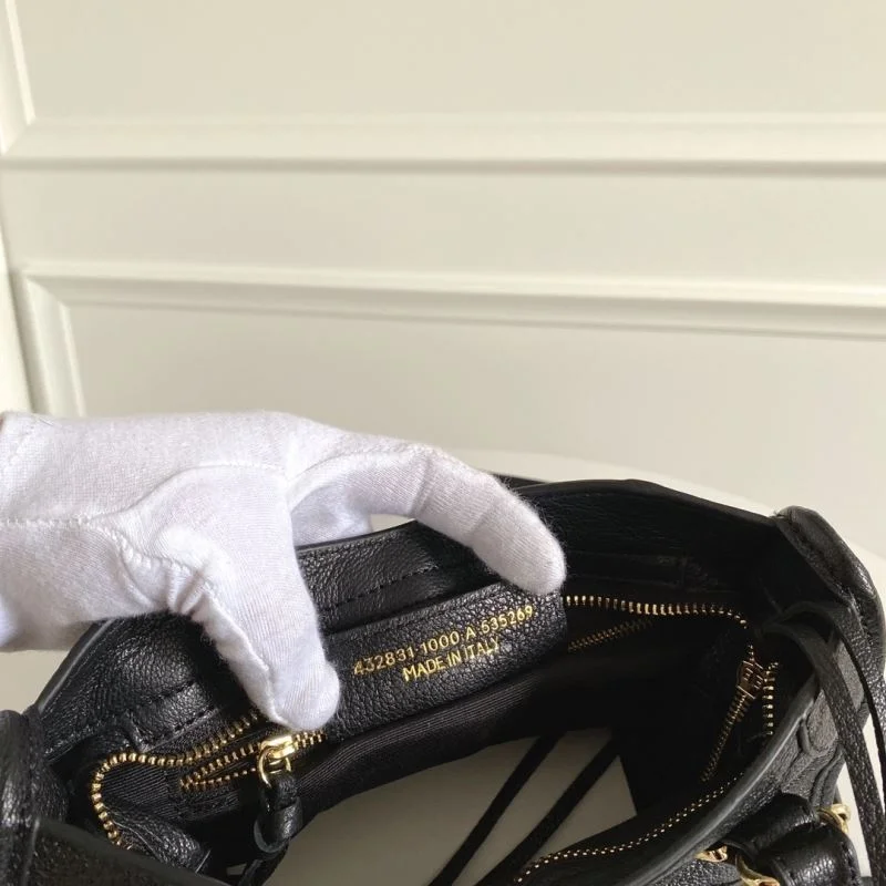 Mirror quality Balenciaga Premium Italian Goat Leather Mini Motorcycle Bag with Gold Buckle