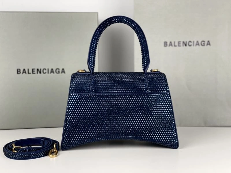 Budget-friendly Balenciaga Radiant Hourglass Bag with Blue Rhinestones