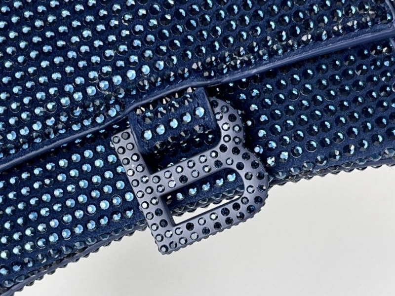 Budget-friendly Balenciaga Radiant Hourglass Bag with Blue Rhinestones