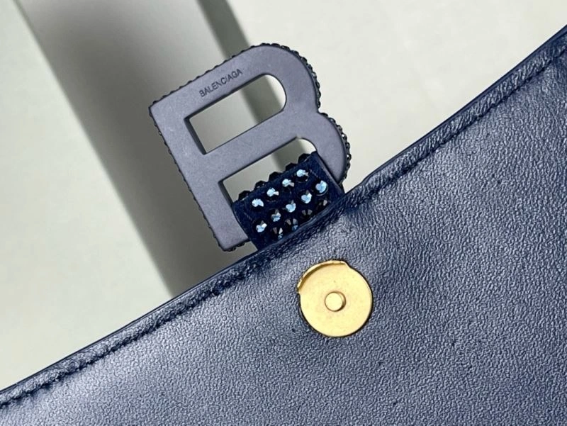 Budget-friendly Balenciaga Radiant Hourglass Bag with Blue Rhinestones