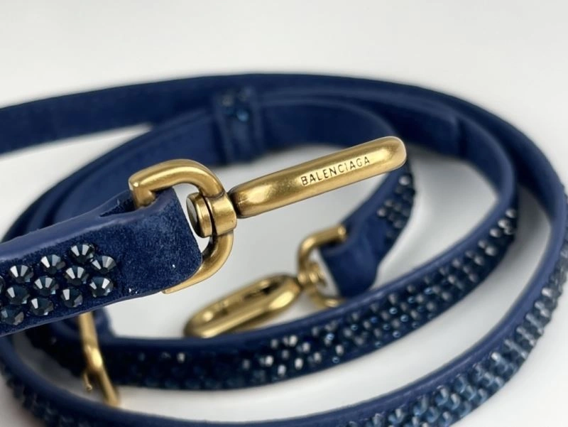 Budget-friendly Balenciaga Radiant Hourglass Bag with Blue Rhinestones