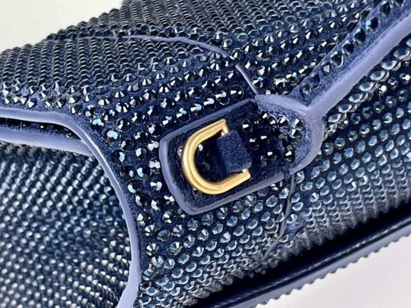 Budget-friendly Balenciaga Radiant Hourglass Bag with Blue Rhinestones