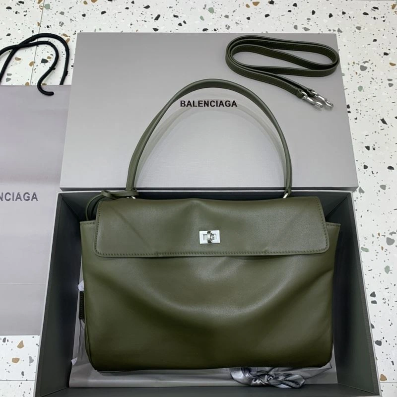 Balenciaga Rebel Chic Green Silver Buckle Handbag - Style 78972