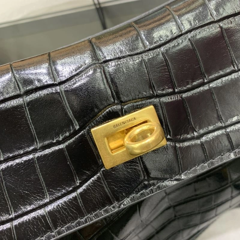 Brand-authenticated Balenciaga Rebel Chic Small Crocodile Black Series Handbag