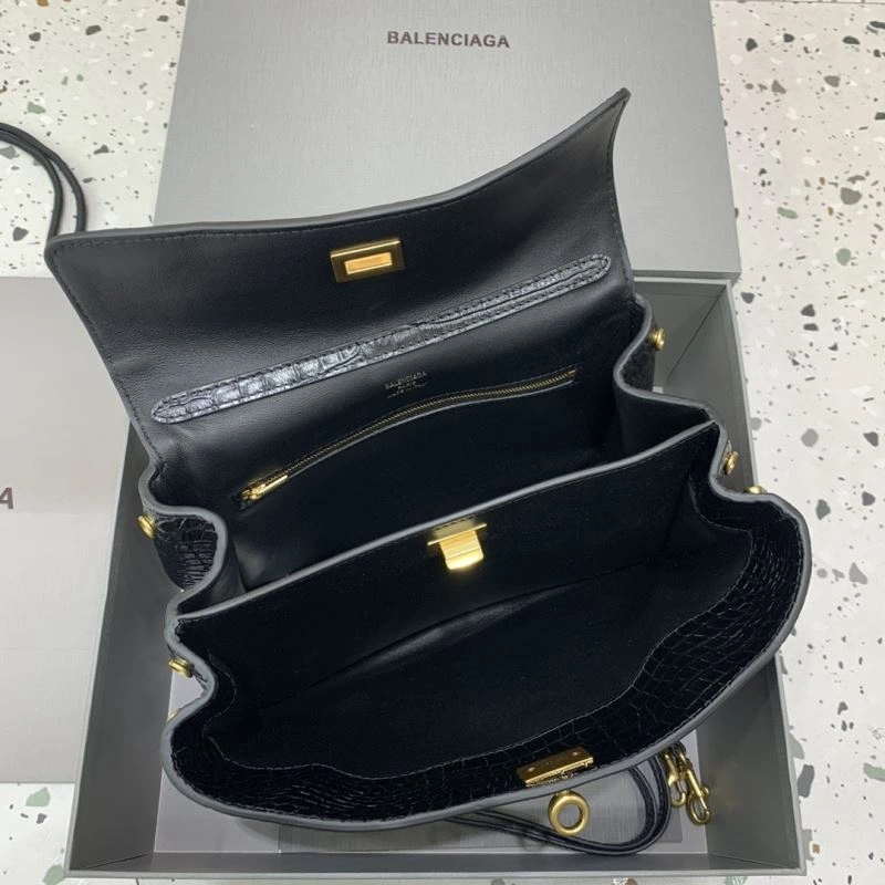 Brand-authenticated Balenciaga Rebel Chic Small Crocodile Black Series Handbag