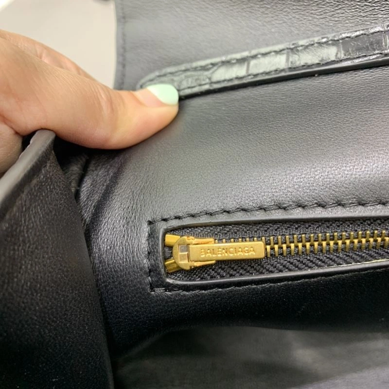 Brand-authenticated Balenciaga Rebel Chic Small Crocodile Black Series Handbag