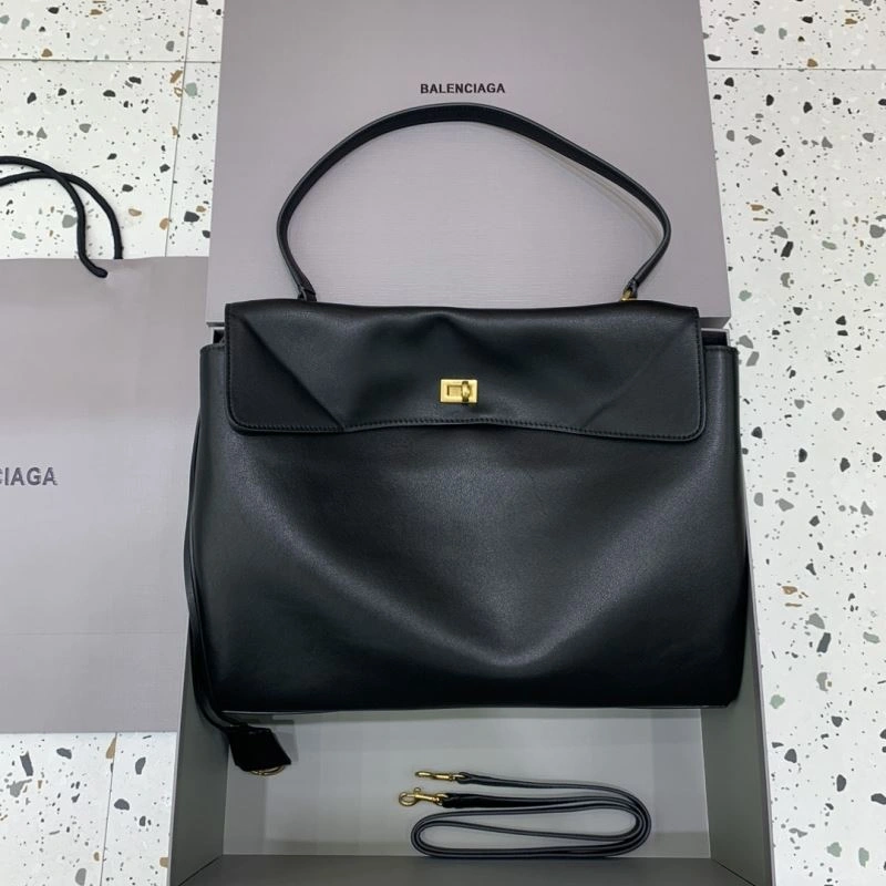 Balenciaga Rebel Luxe Black Gold Buckle Handbag - Stylish Versatility