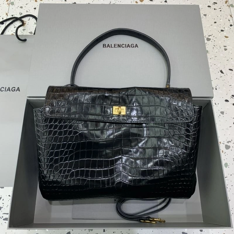 Balenciaga Rebel Luxe Crocodile Black Handbag - Style Meets Function