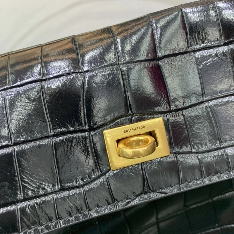 Value-priced Balenciaga Rebel Luxe Crocodile Black Handbag - Style Meets Function