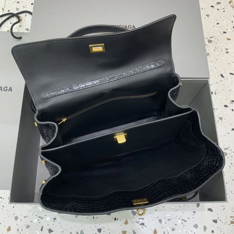 Value-priced Balenciaga Rebel Luxe Crocodile Black Handbag - Style Meets Function