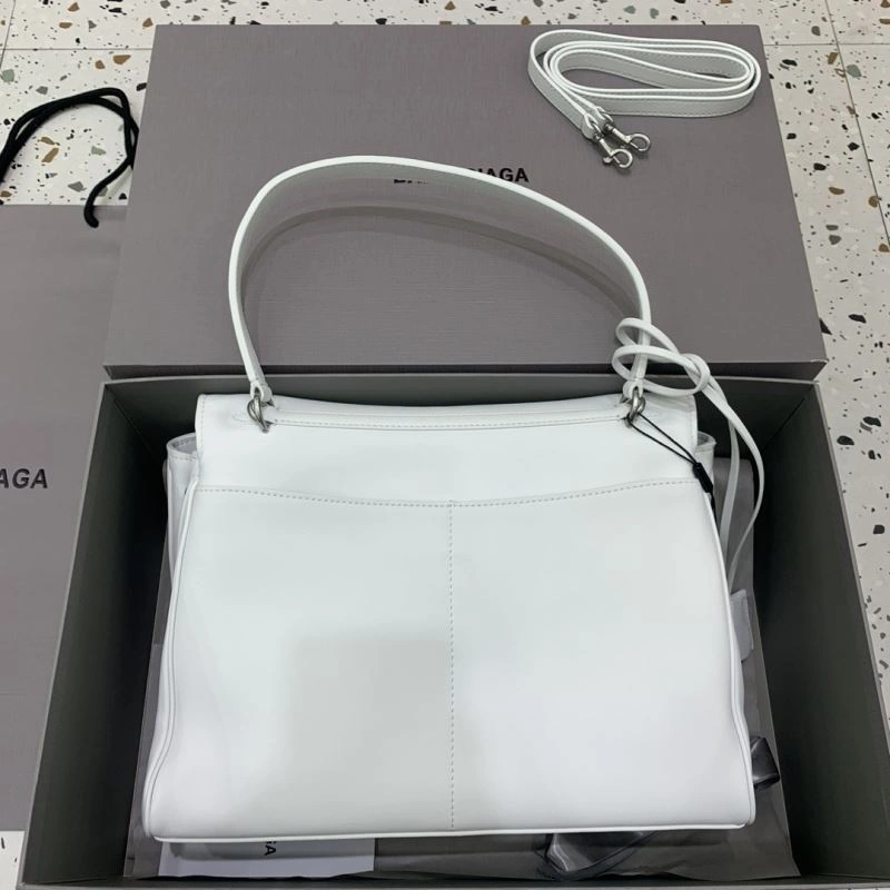 Exact replica Balenciaga Rebel Luxe White Silver Buckle Handbag Collection