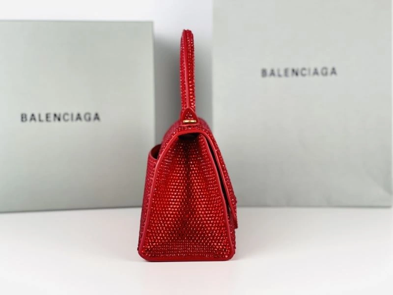 Perfect replica Balenciaga Red Rhinestone Hourglass Bag with B-Clasp