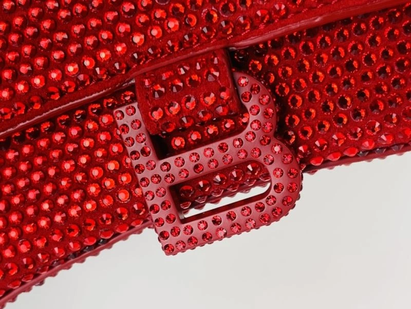 Perfect replica Balenciaga Red Rhinestone Hourglass Bag with B-Clasp