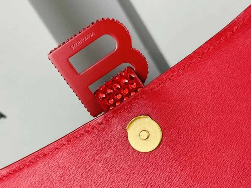 Perfect replica Balenciaga Red Rhinestone Hourglass Bag with B-Clasp