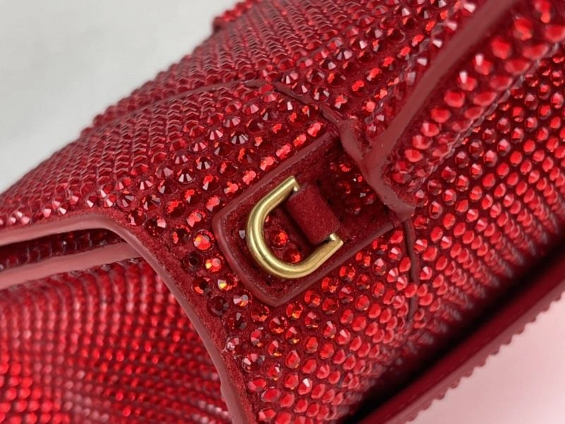 Perfect replica Balenciaga Red Rhinestone Hourglass Bag with B-Clasp