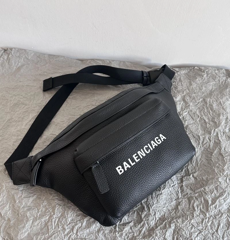 Official Balenciaga Retro Black Calfskin Waist Bag - Stylish Convenience