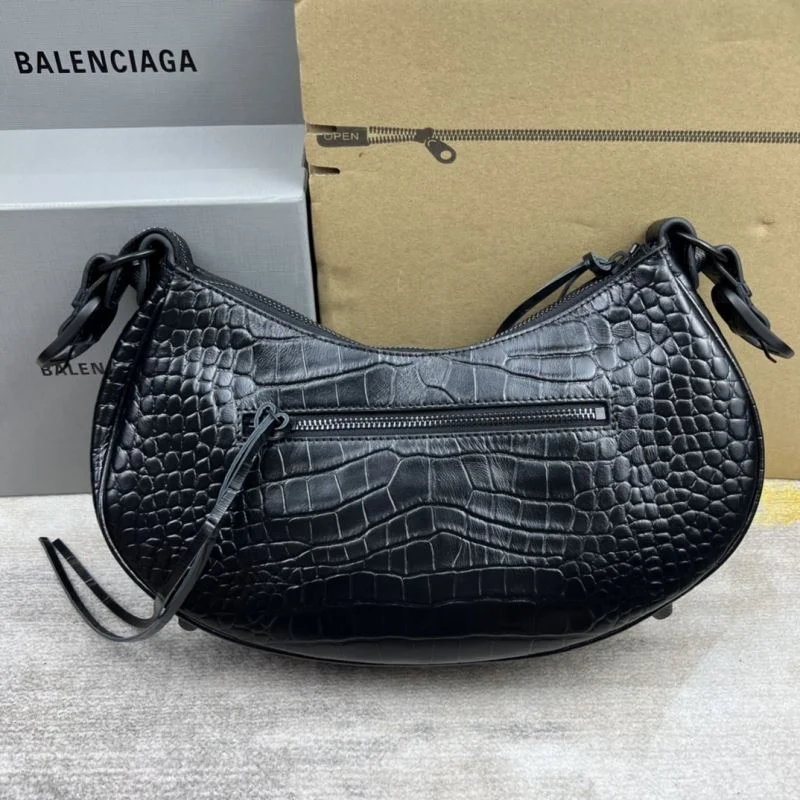 Discounted Balenciaga Retro Chic Crocodile Leather Half-Moon Dumpling Bag