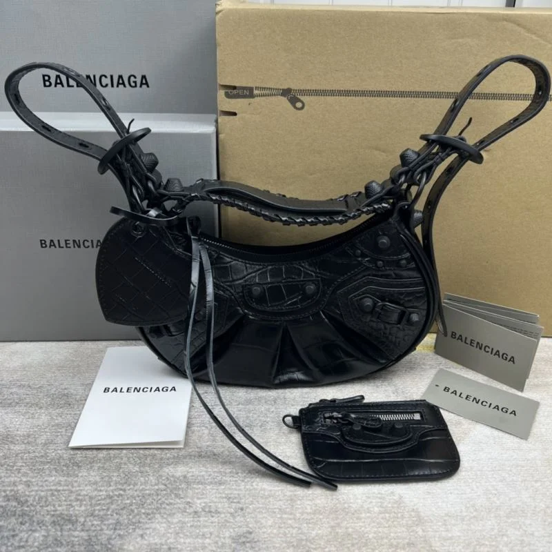 Balenciaga Retro Chic Crocodile Leather Half Moon Dumpling Bag