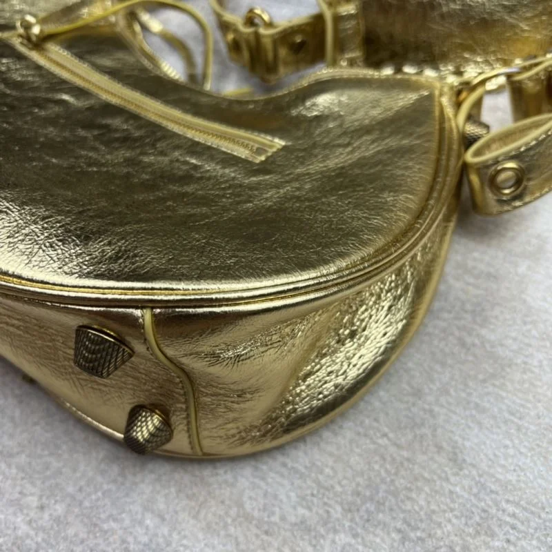 Authentic Balenciaga Retro Chic Motorcycle-Inspired Half Moon Dumpling Bag