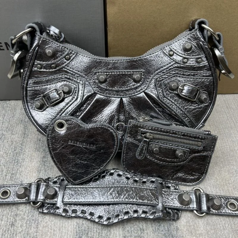1:1 copy Balenciaga Retro Motorcycle-Inspired Half Moon Dumpling Bag