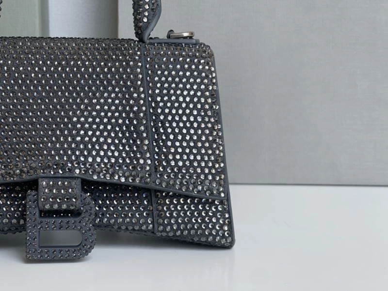 Genuine Balenciaga Rhinestone Hourglass Bag - Gray Crescent Chic
