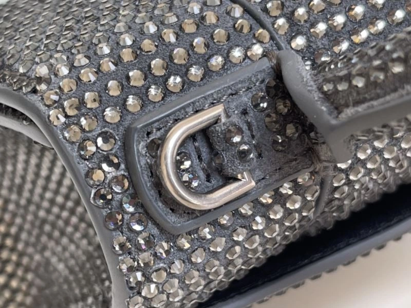 Genuine Balenciaga Rhinestone Hourglass Bag - Gray Crescent Chic